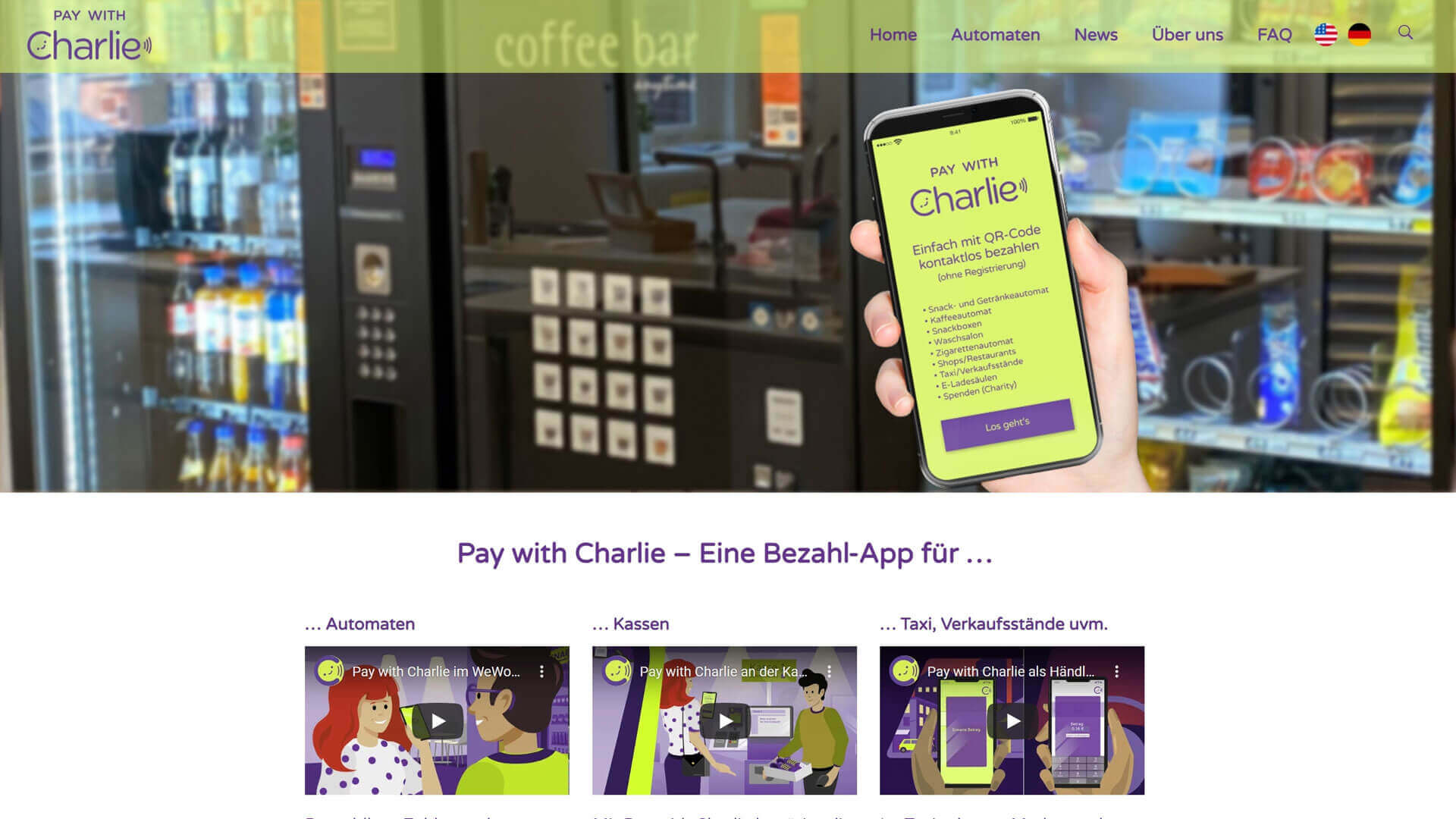 Pay with Charlie - schnell und sicher am Automaten per Handy bezahlen